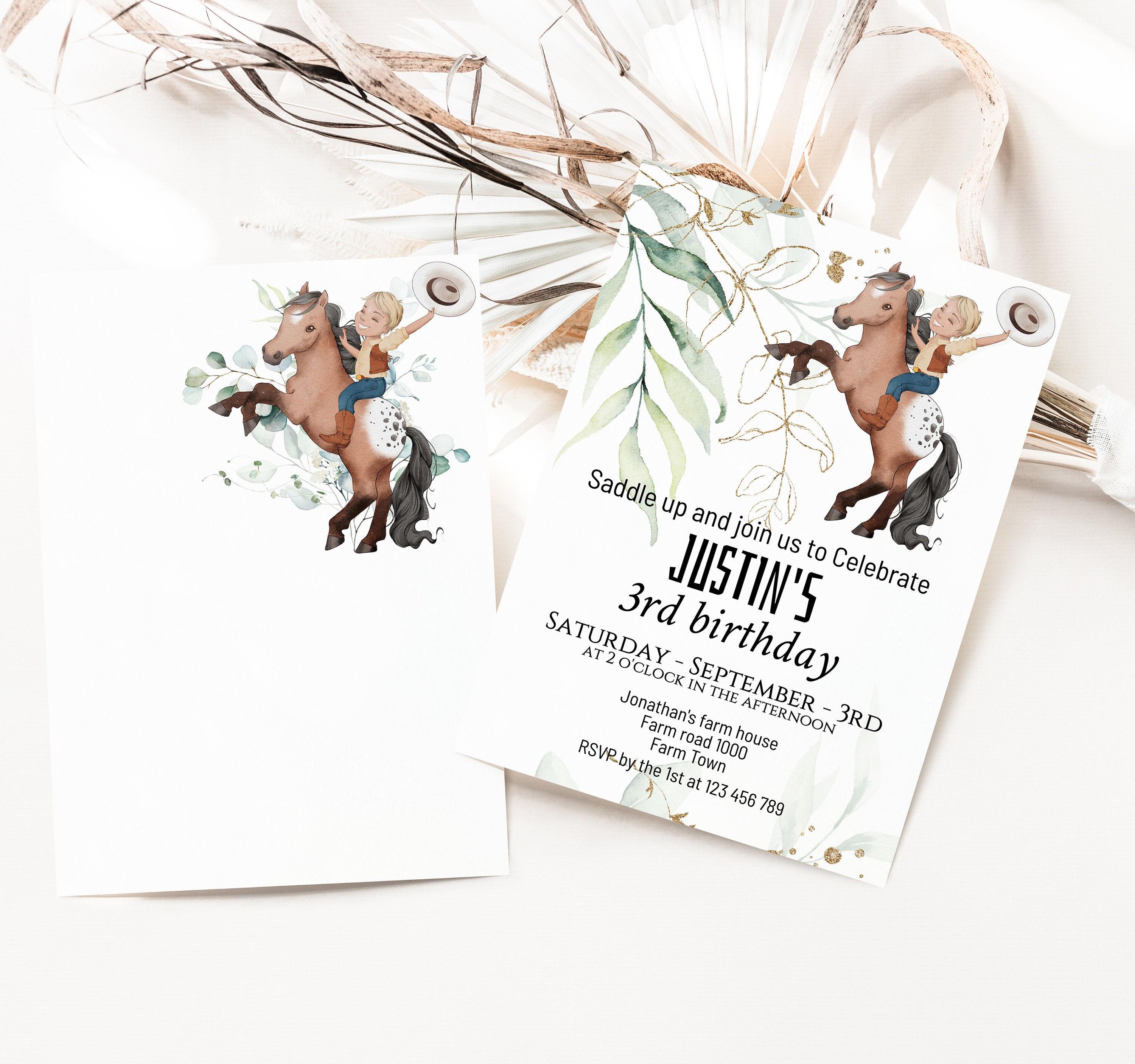 Cowboy Theme Birthday Invitation Template Western Theme - Etsy
