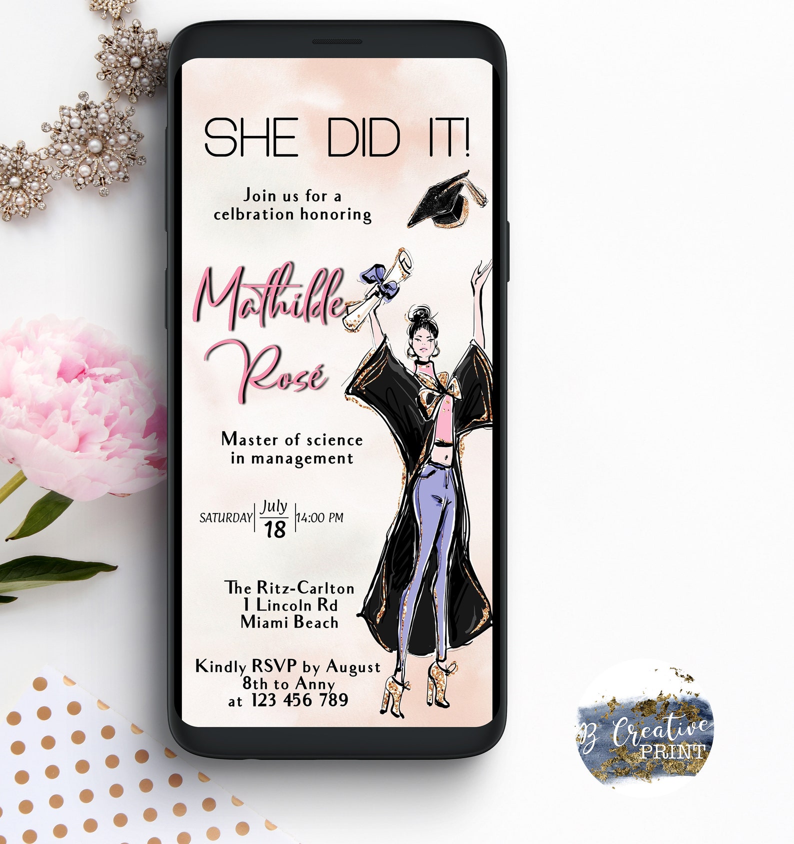 Evite Graduation Party Invitation Mobile Graduation | Etsy