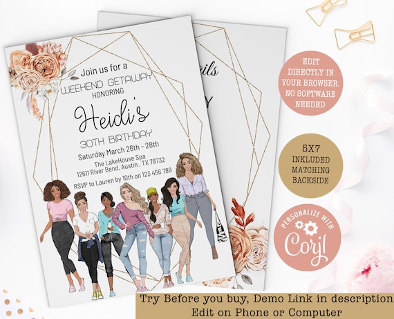 Girls Weekend Getaway Invitation Girls Getaway Invitation - Etsy