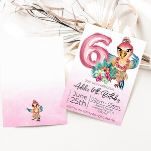 Parrot Birthday Invitation, Editable 6th Birthday Party, Animals ...