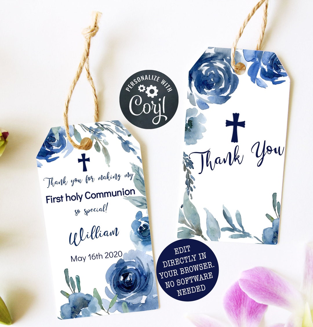 First Holy Communion Favor Tag, Communion Boy, Communion Favor Tag ...