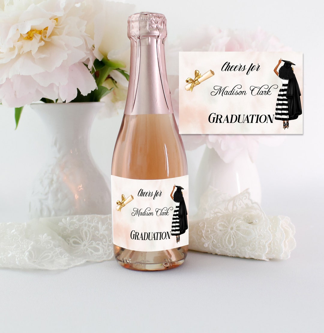 Graduation Mini Champagne Label, Graduate Fashion Girl Champagne Label ...