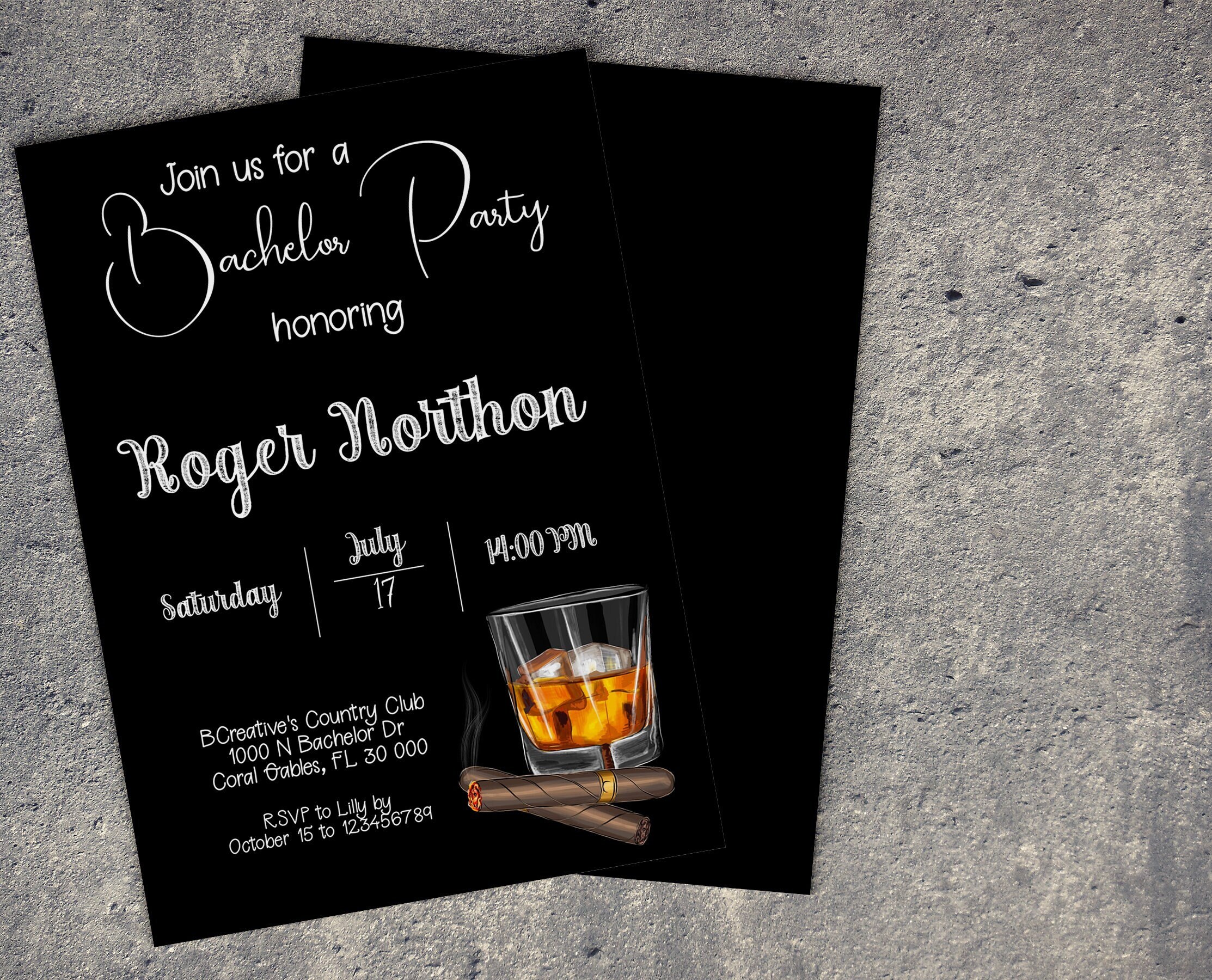 Whiskey and cigar party invitation - Etsy Schweiz