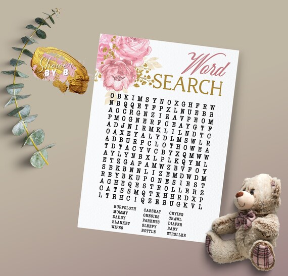 Blush Floral Baby Shower Game Word Search Pink Floral Baby - Etsy