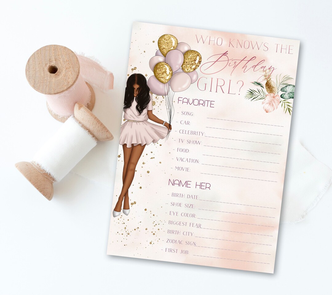 Blush Floral Who Knows the Birthday Girl Best Game, Pink Birthday Girl ...