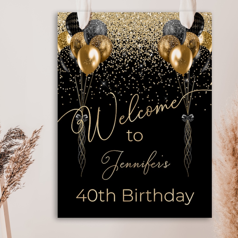 Black Gold Welcome Sign - Etsy