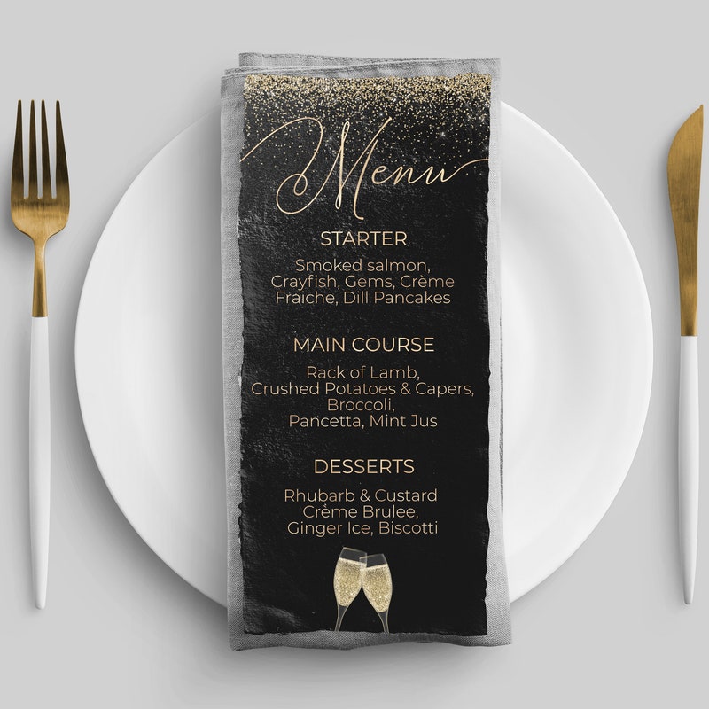 Gold Menu - Etsy