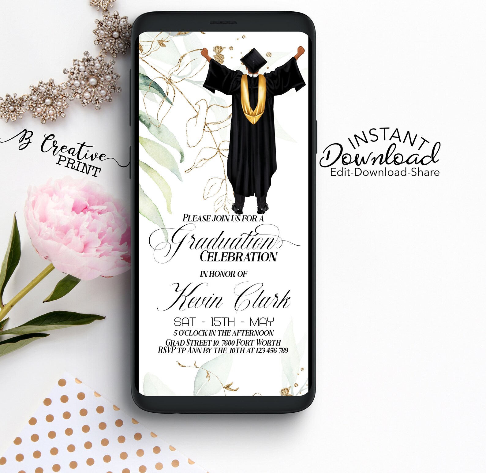 Evite Graduation Man Party Invitation Mobile Graduation | Etsy