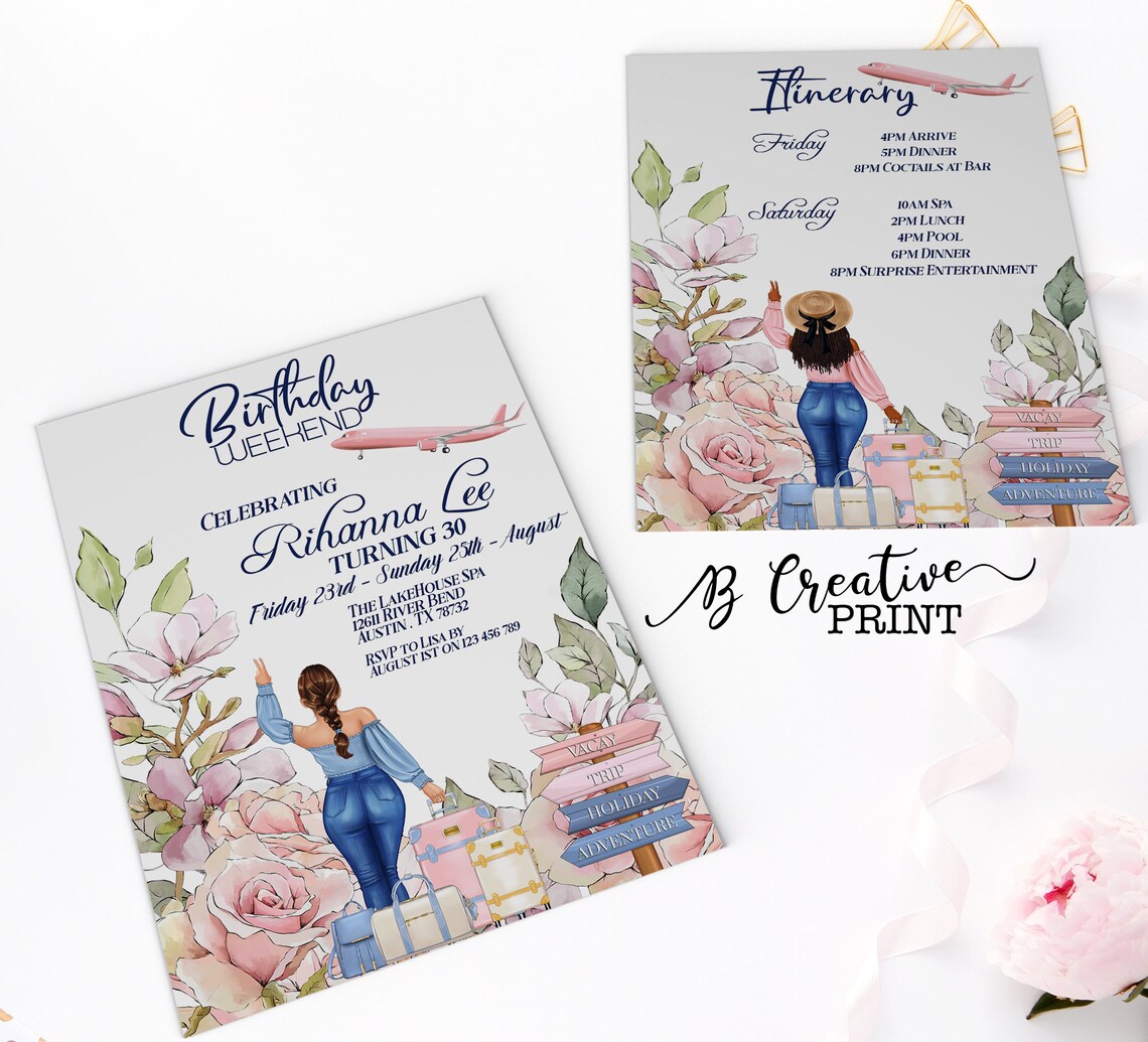 Birthday Weekend Invite Template Birthday Weekend Itinerary - Etsy