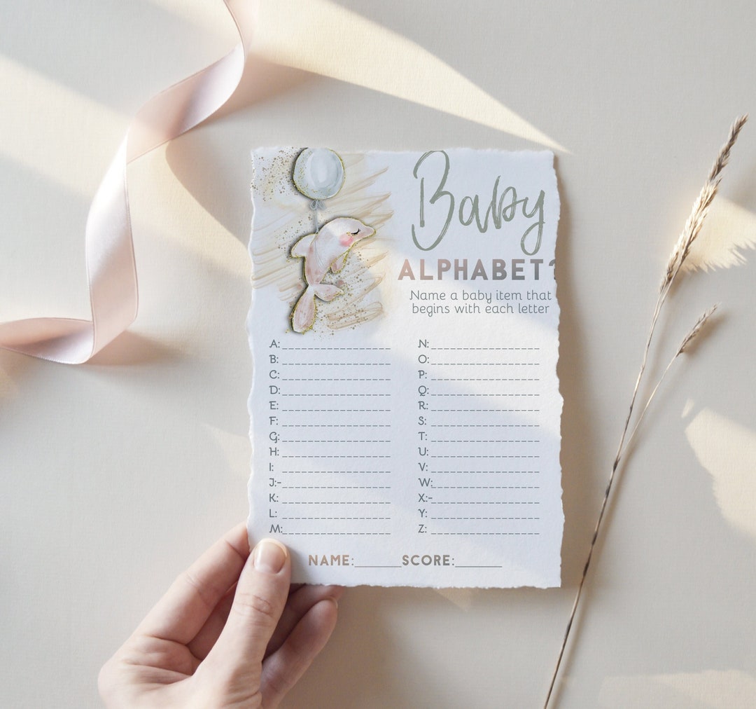 Cue Whale Baby Shower Game Baby Alphabet, Elegant Whale Baby Shower ...