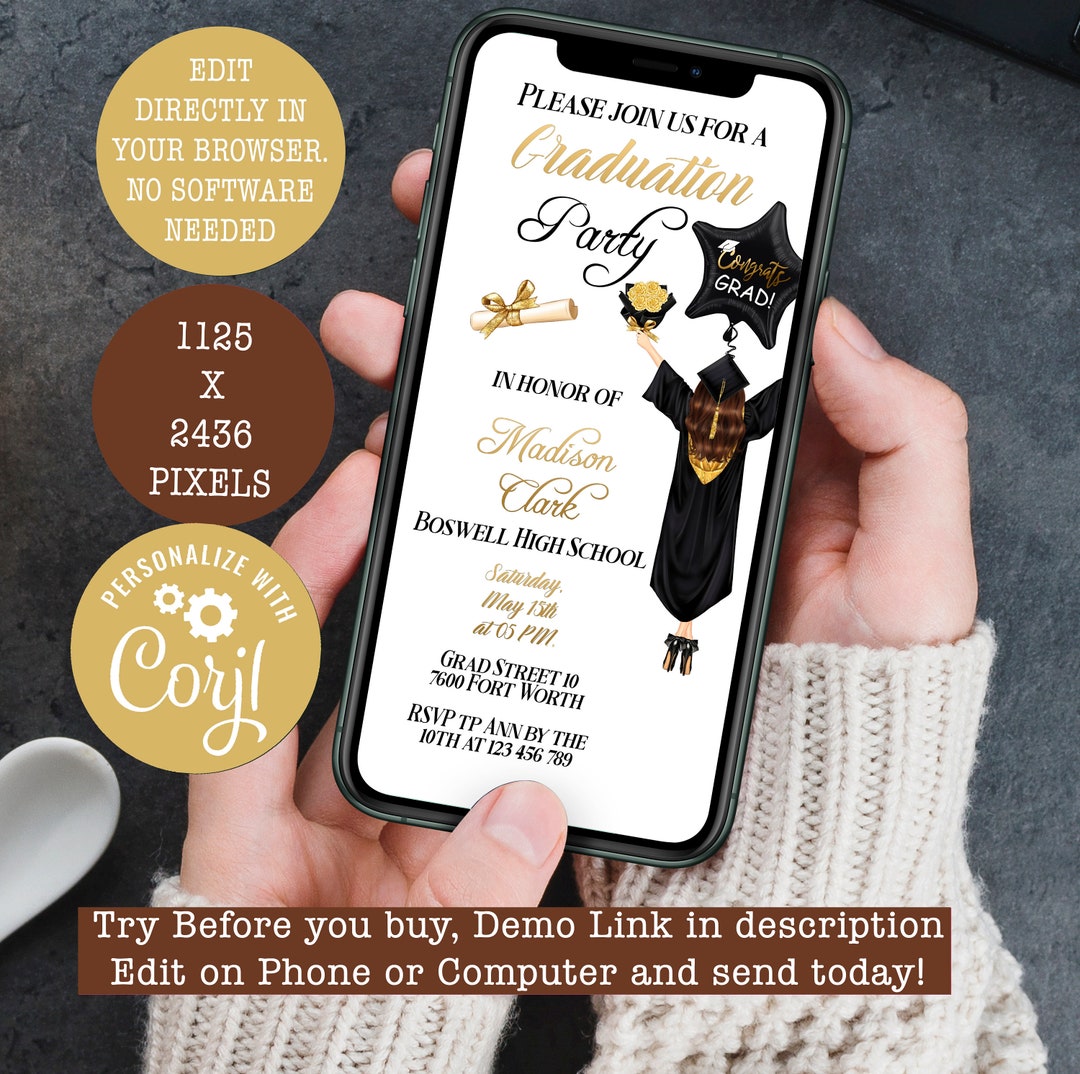 Evite Graduation Party Invitation, Mobile Graduation Invitation ...