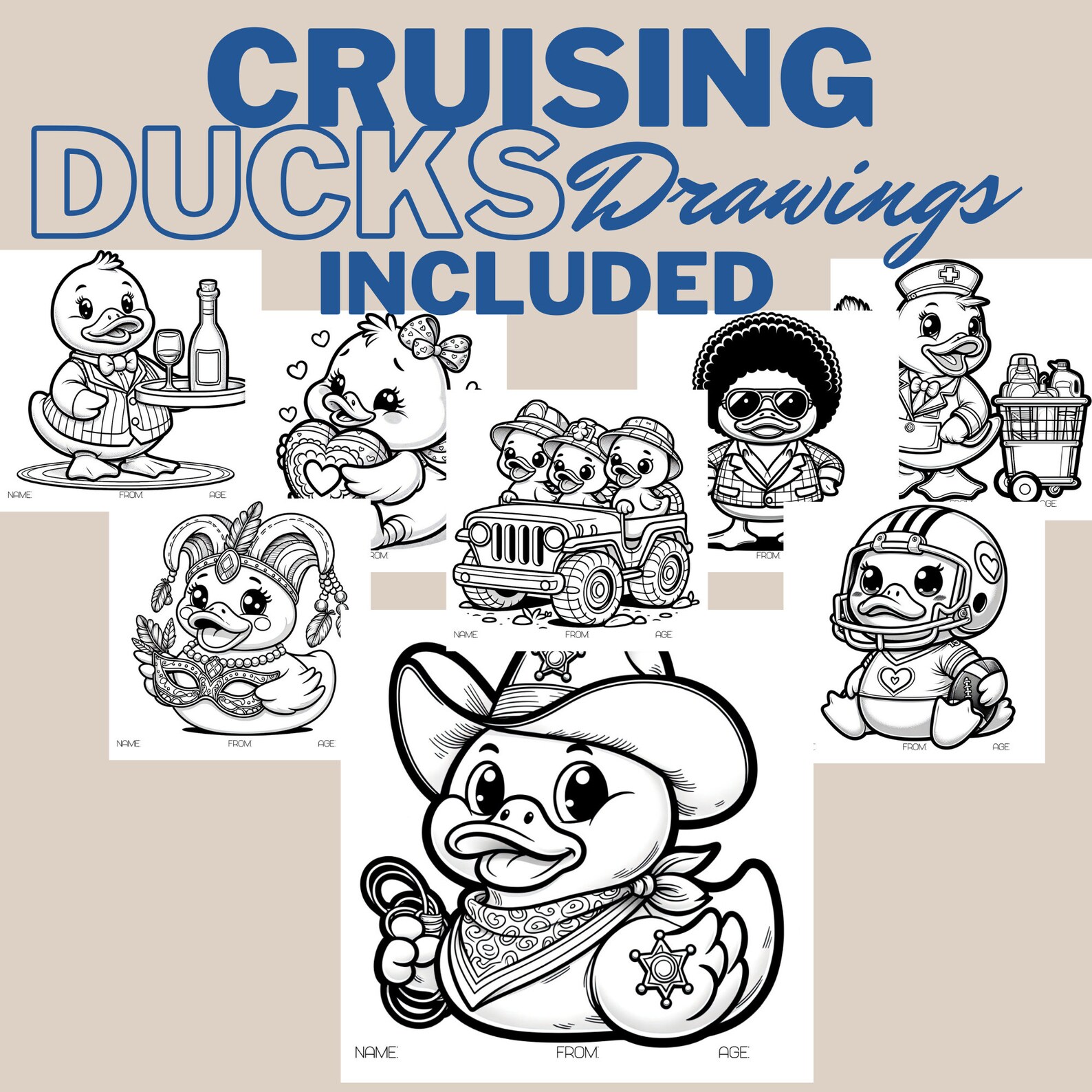 Editable Passport With 8 Kids' Drawings | Perfect Cruising Duck Gift ...
