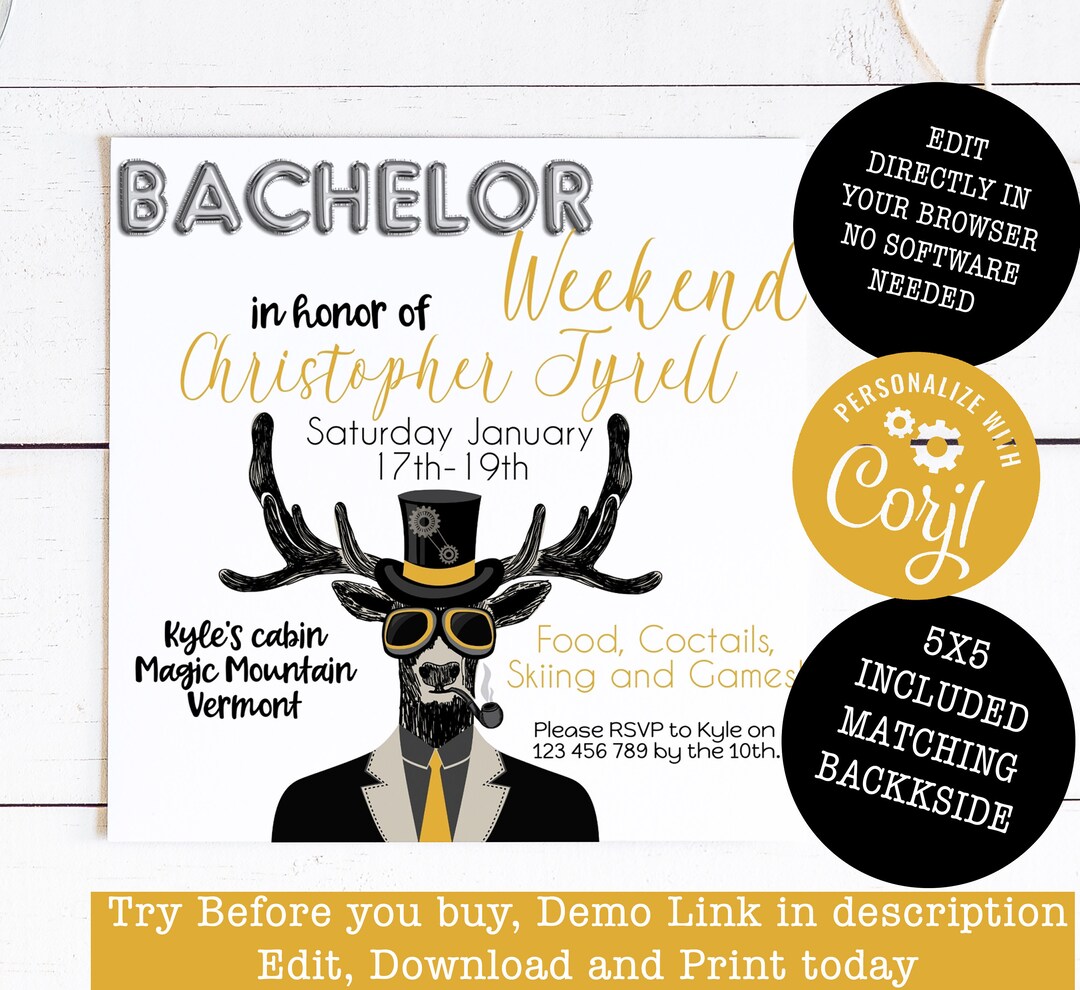 Bachelor Weekend Getaway Invitation, Bachelor Getaway, Mens Getaway ...