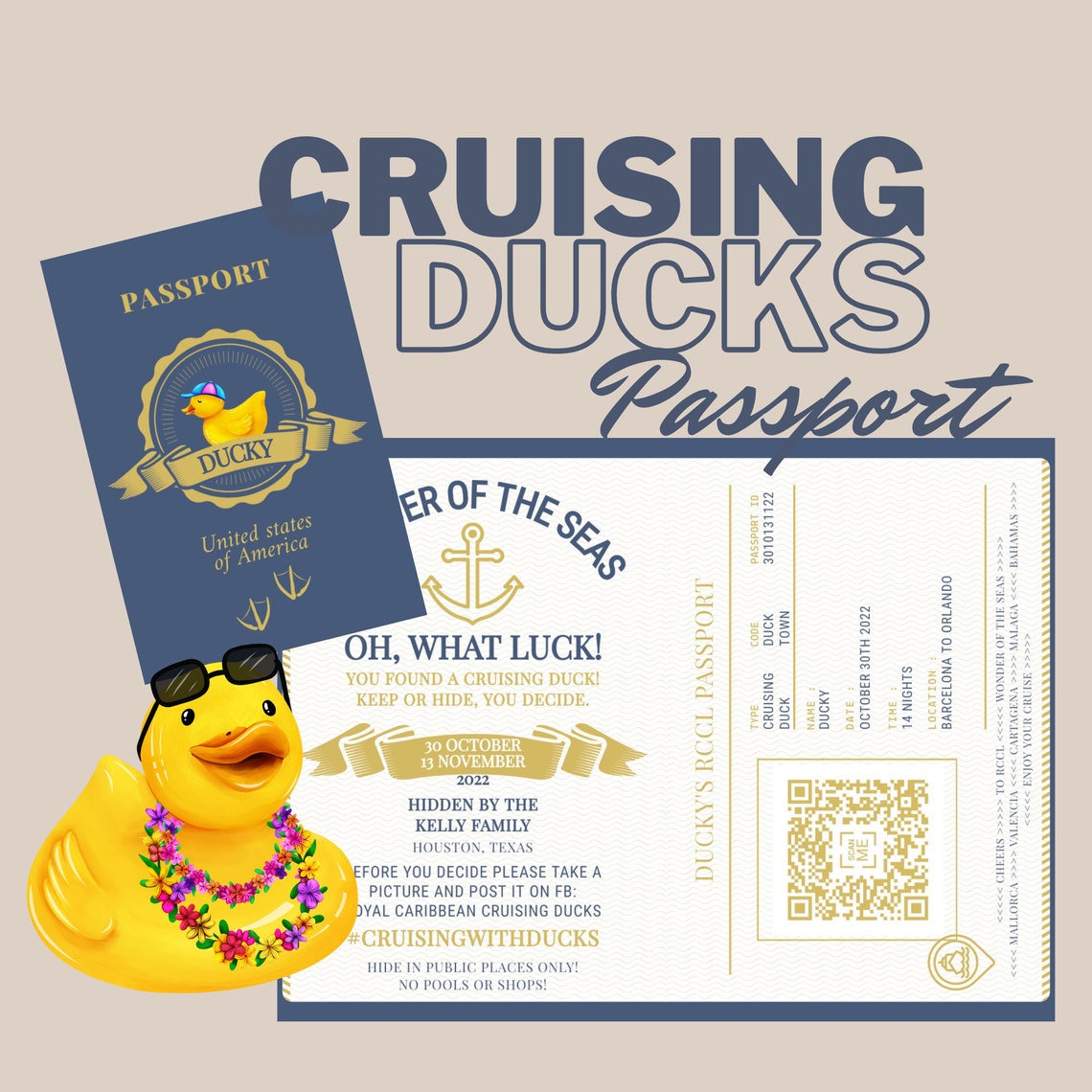 Rubber Duck Tag, Cruising With Ducks Passport, Cruise Ducks Printables ...