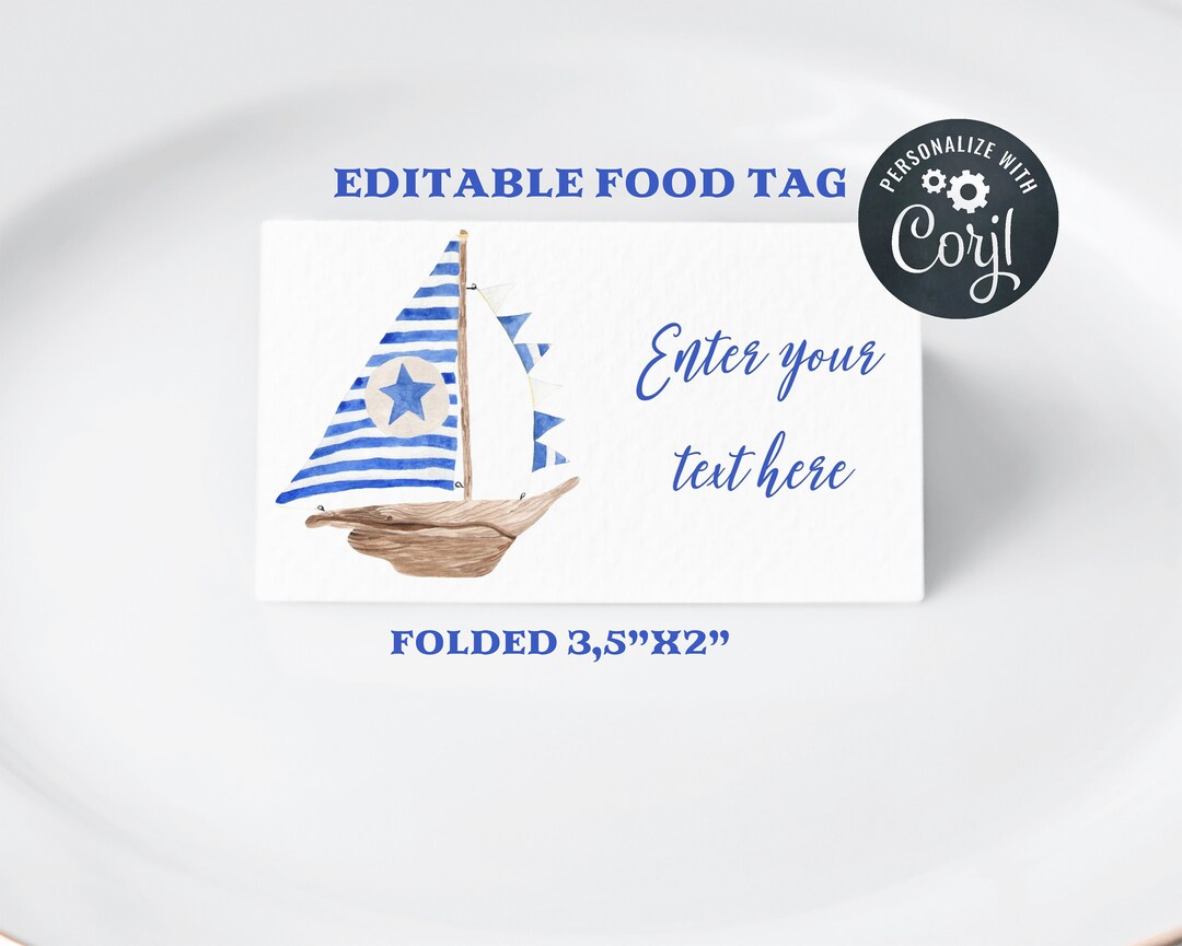 Marine Birthday Food Label Folded, Marine Name Tag Tent, Marine Tent ...