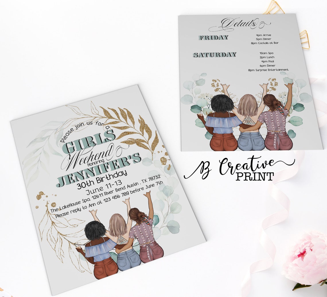Boho Girls Weekend Getaway Invitation Girls Getaway | Etsy