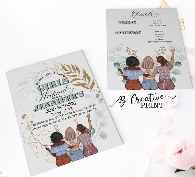 Boho Girls Weekend Getaway Invitation, Girls Getaway Invitation ...