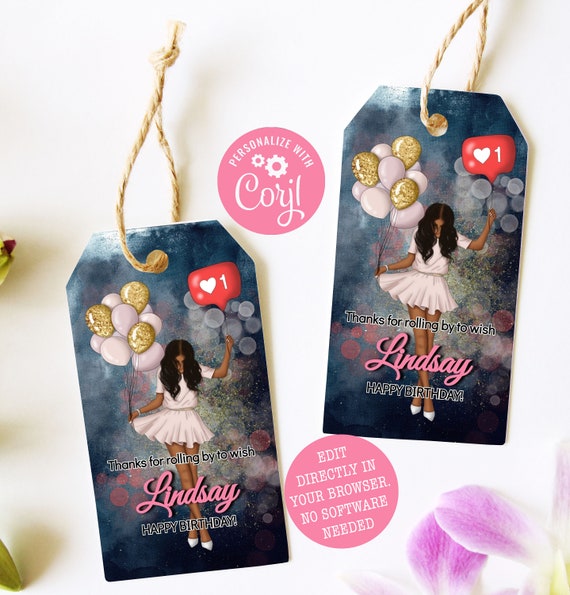 Drive By Birthday Favor tag Fashion Girl Favor Tag Drive By | Etsy
