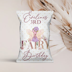 Fairy Chip Bag Label, Girly Birthday Chip Decor, Editable Fairy ...
