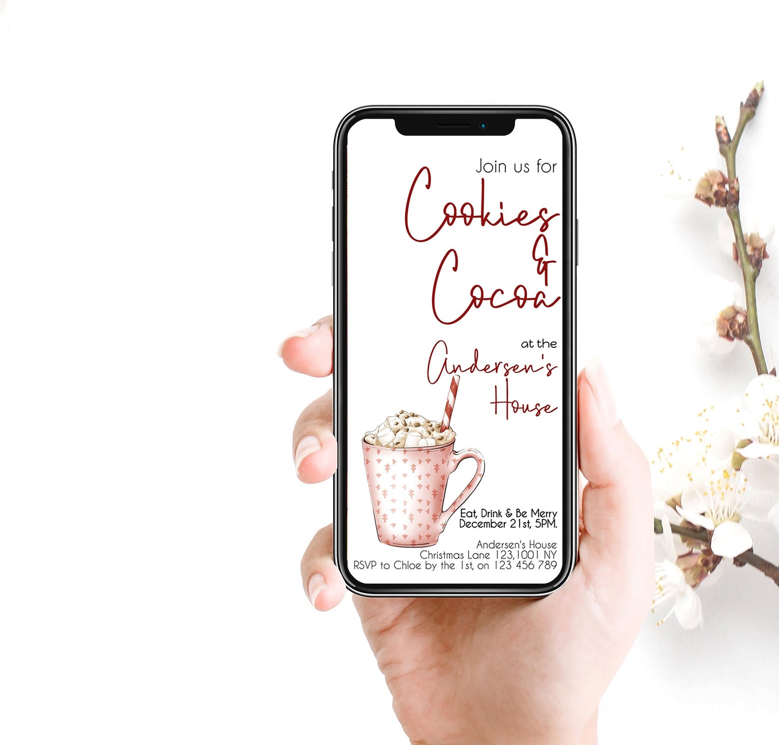 Mobile Cookies & Cocoa Party Invitation Christmas Invitation - Etsy