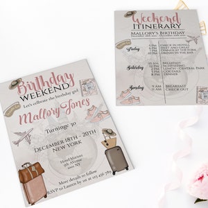 Birthday Weekend Invitation Template, Birthday Weekend Itinerary ...