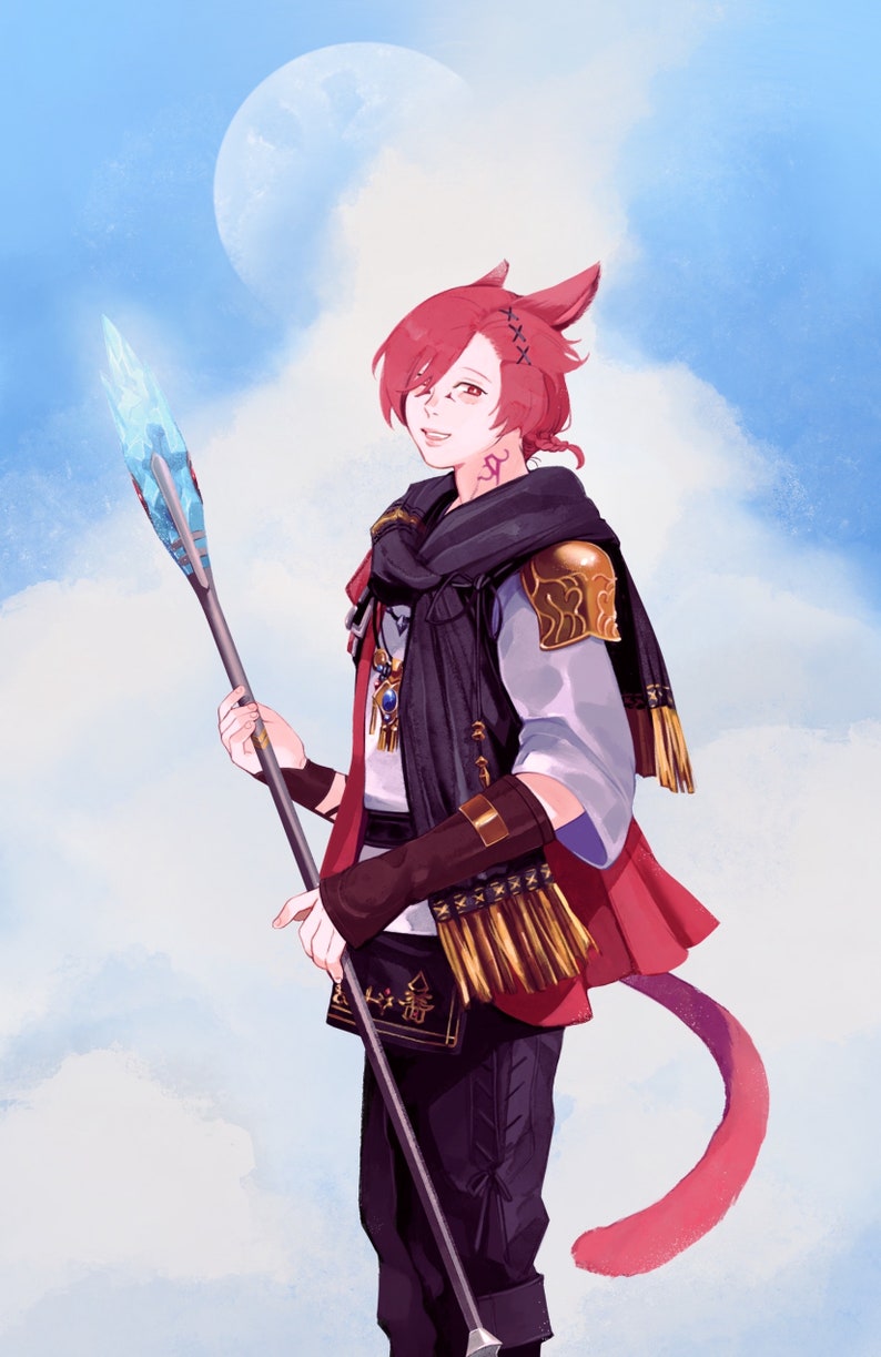 FFXIV: G'raha Tia 5.5 x 8.5 Inch Cotton Print | Etsy