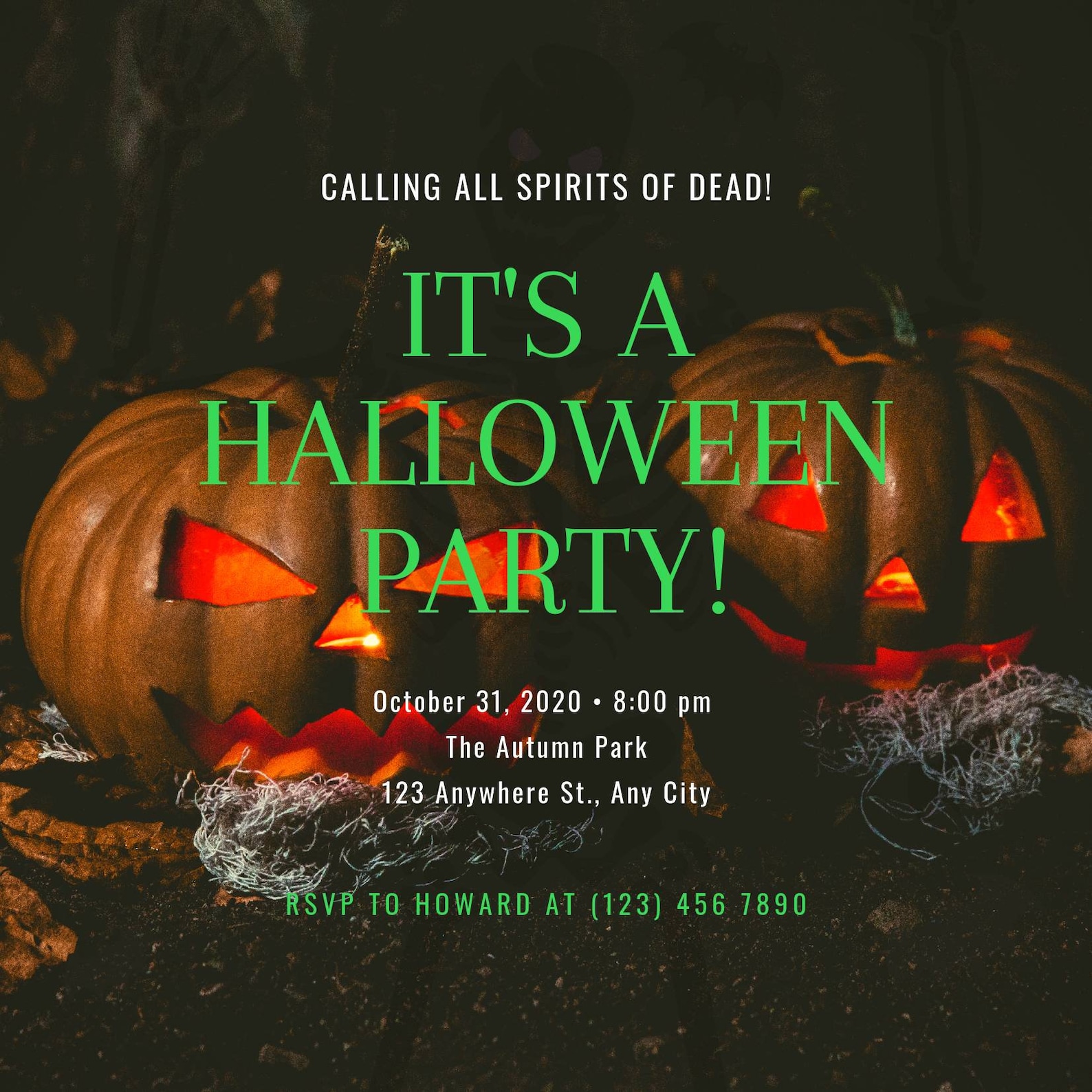 Digital Halloween Invitation, Halloween Invite, Halloween Party Flyer ...