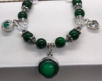 Green Charm Bracelet | Etsy