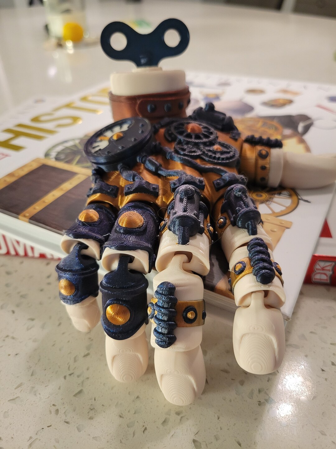 3D Printed Flexi Steampunk Hand With Stash Spot/cubby Hole - Etsy