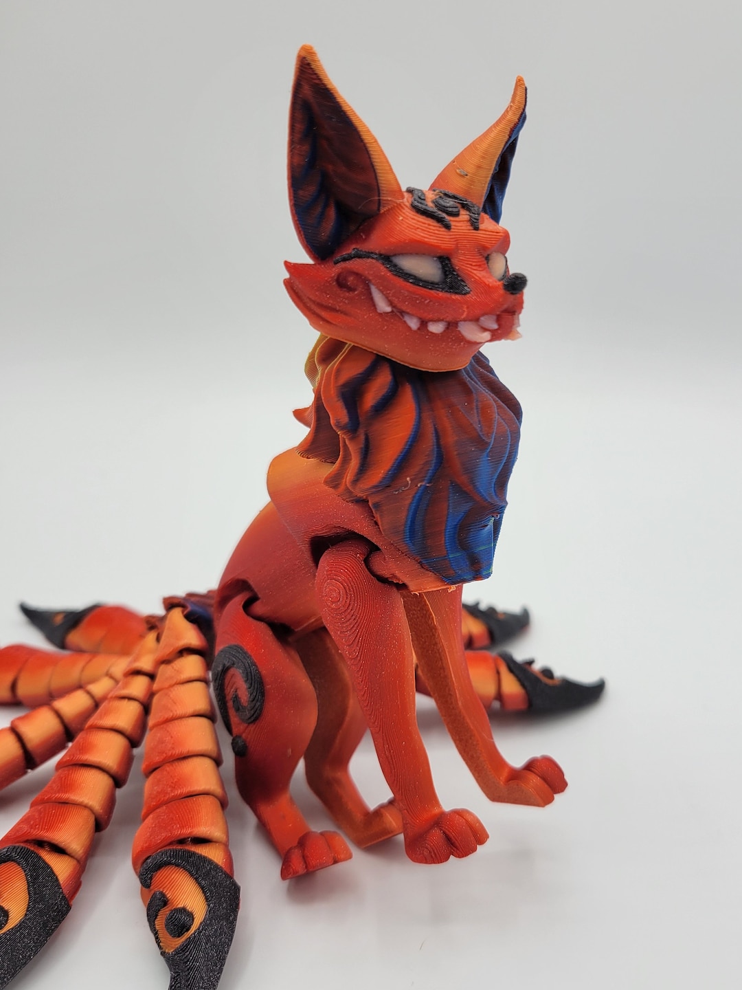 3D Printed Flexi Standing Kitsune Fox Nine Tails Japanese Folklore - Etsy