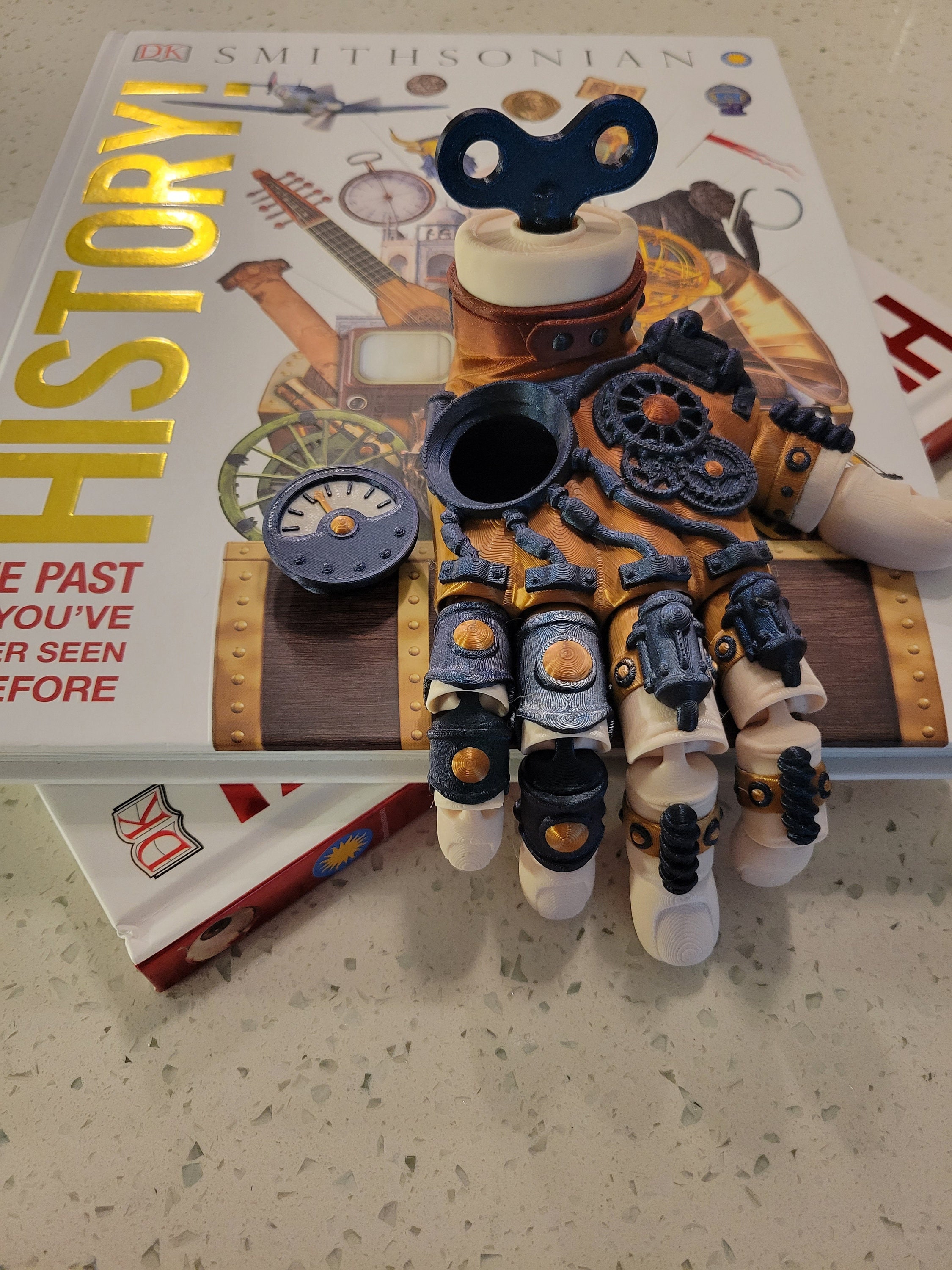 3D Printed Flexi Steampunk Hand With Stash Spot/cubby Hole - Etsy