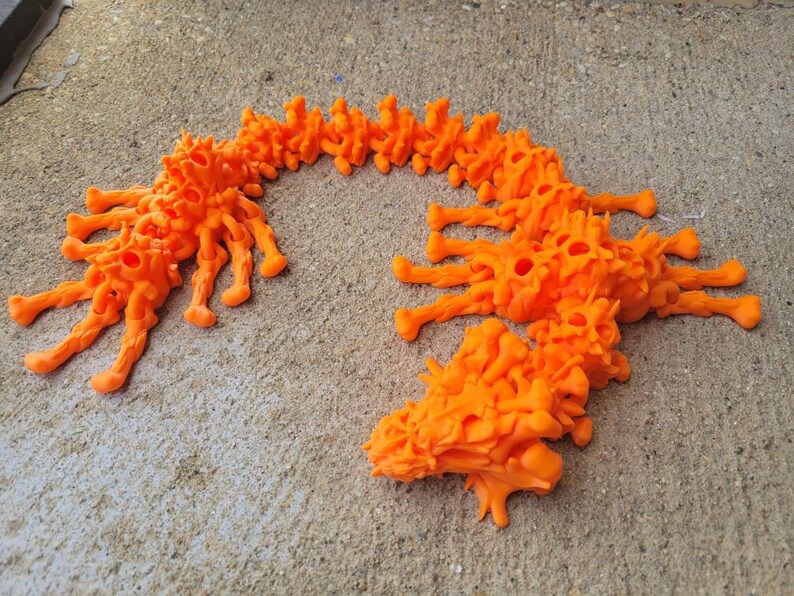 3D Printed Flexi Wingless Hollow Dragon - Etsy