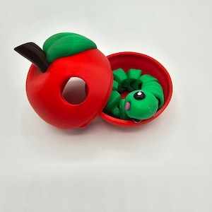 3D Printed Apple Container and Worm School Teacher Gift - Etsy