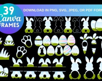 Easter-themed Canva Frame Templates for DIY Projects Bunny & Egg ...