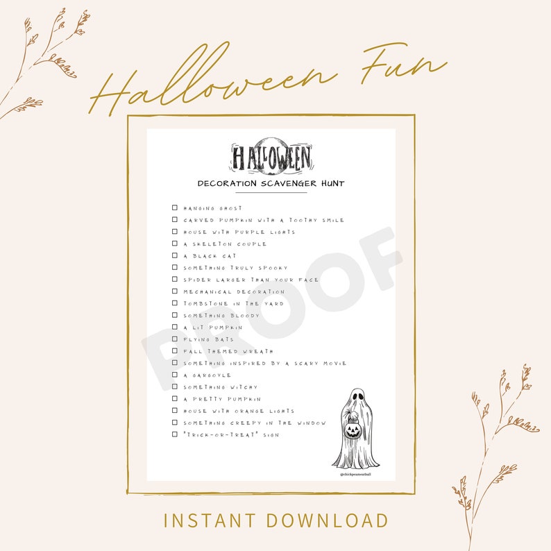 Halloween Scavenger Hunt Fall Activities Halloween Decor Digital ...