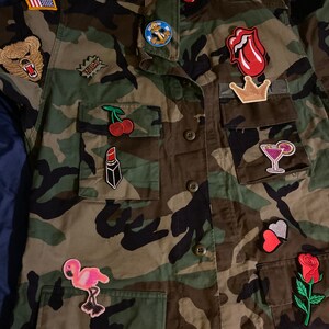 Camouflage Jacket With Patches-camo-army Fatigue-patches-free - Etsy