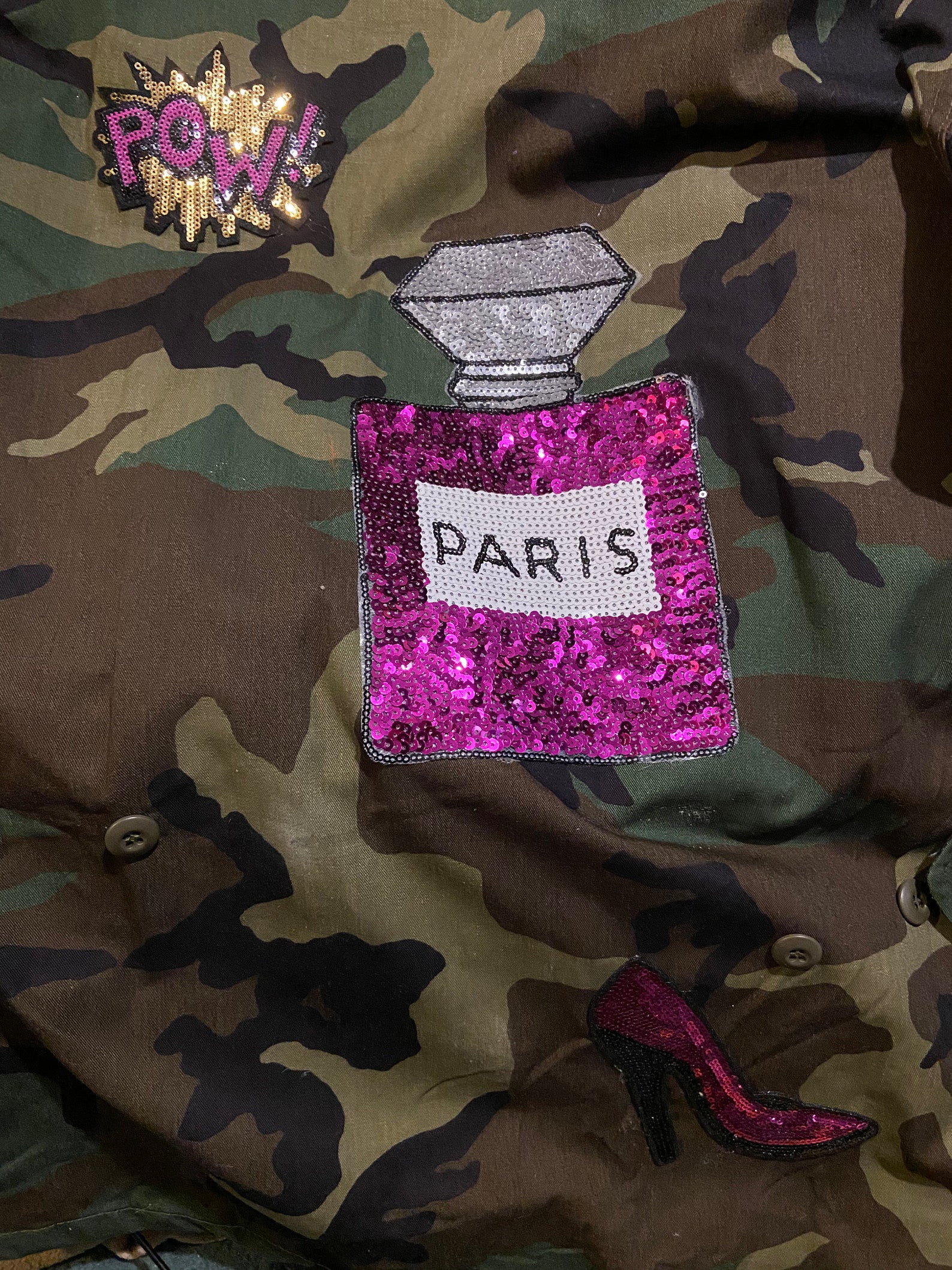 Camouflage Jacket With Patches-camo-army Fatigue-patches-free - Etsy