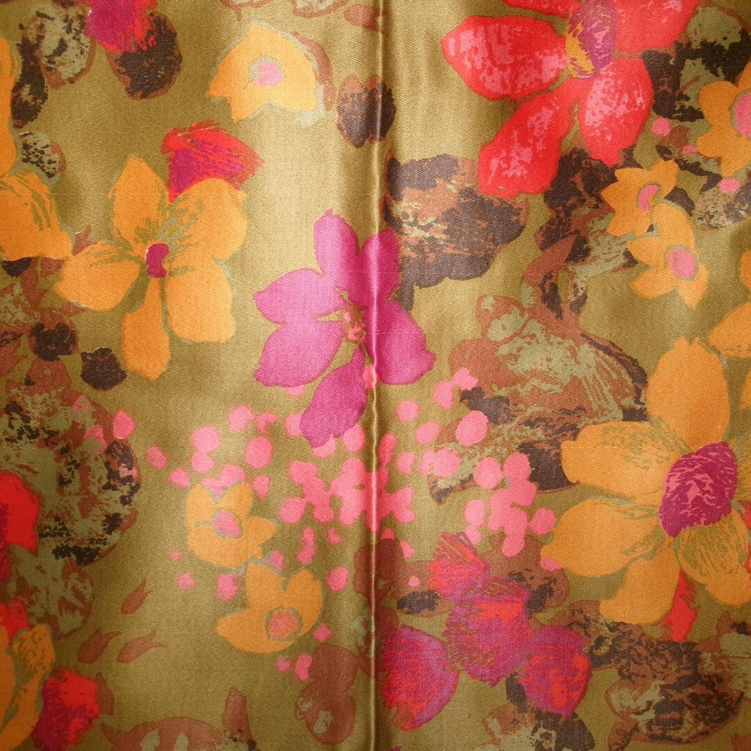 Vintage Mid Century Fall Color Floral Fabric, 52 by 20 Inches , Big ...
