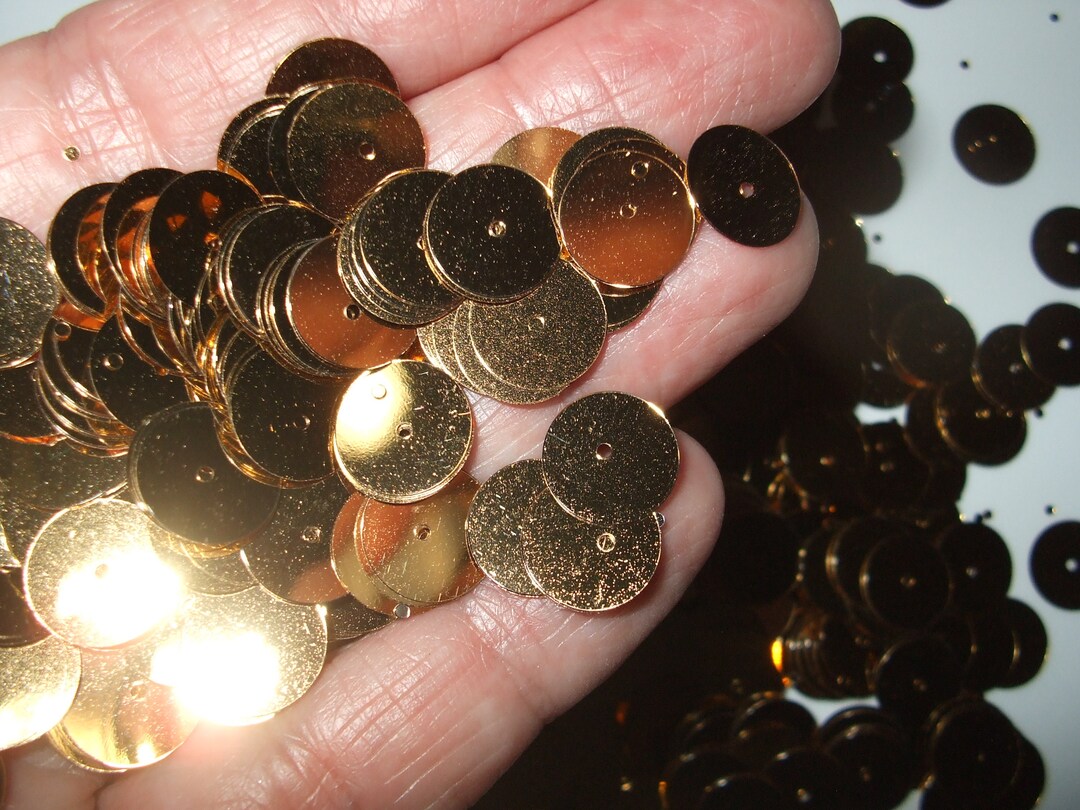 Vintage NOS Plastic Sequin Lot, Gold 8mm, Embellishment for Crafts or ...