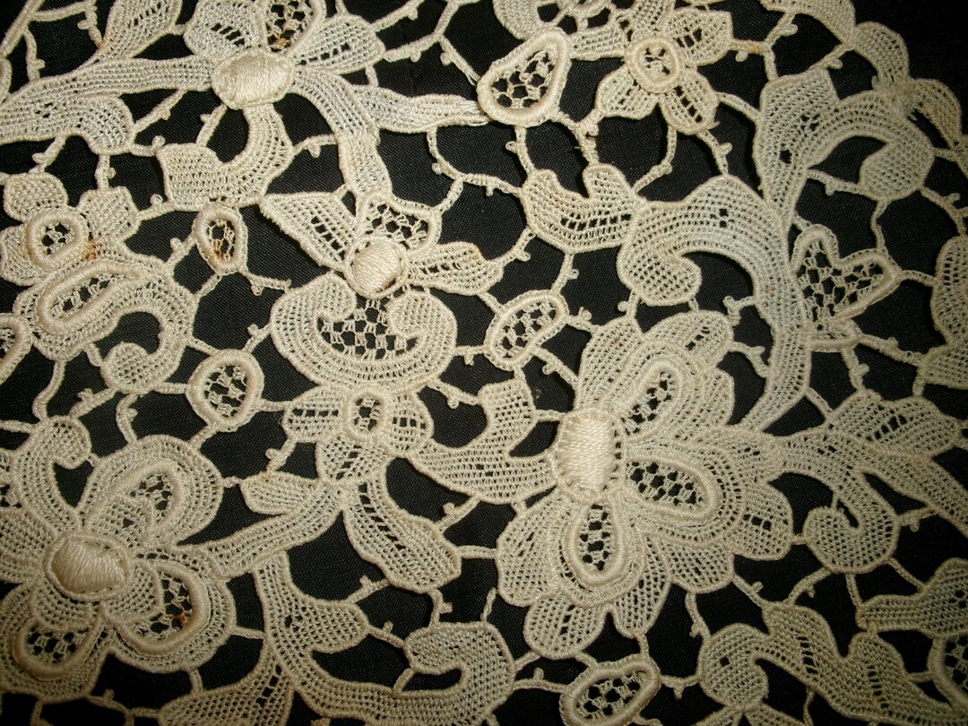 Antique to Vintage Lace Collar or Bodice Piece, Brussels Lace Repurpose ...