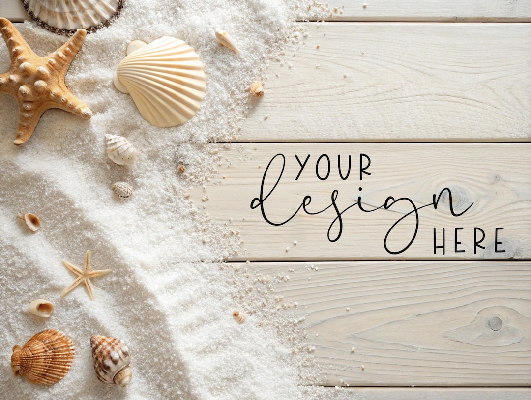 Rustic Beach Flat Lay Mockup Background | Coastal Aesthetic With Sand ...