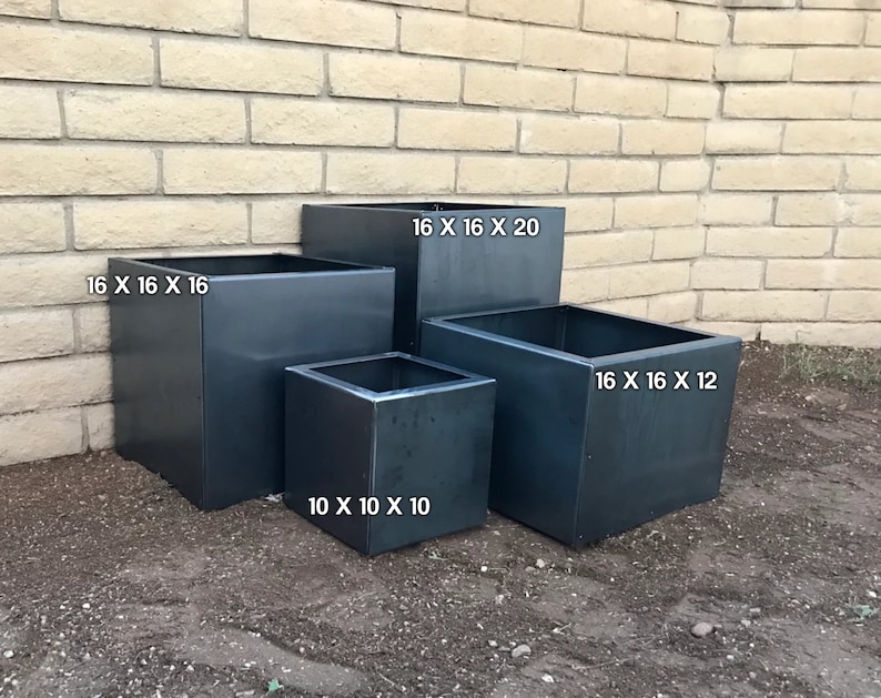 Square Metal Planter Minimalist Outdoor Planter Box Modern - Etsy