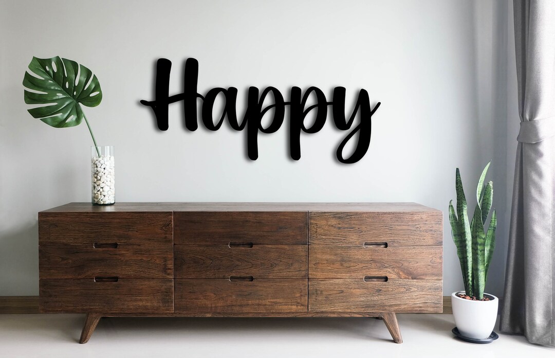 Happy Metal Sign | Happy | Fearless Sign | Cursive Metal Sign | Happy ...