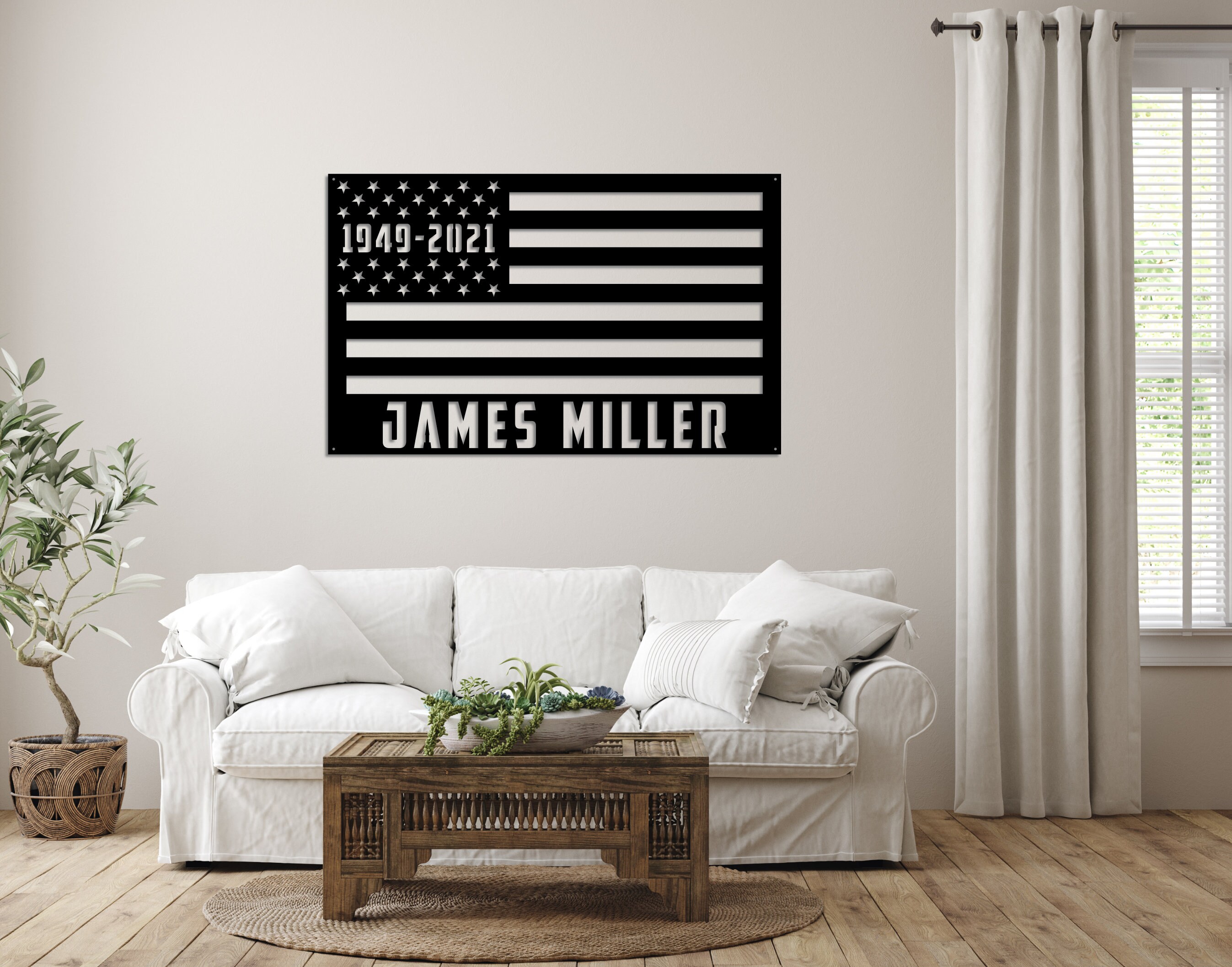 Custom Metal American Flag Memorial Sign | Metal Memorial Sign ...