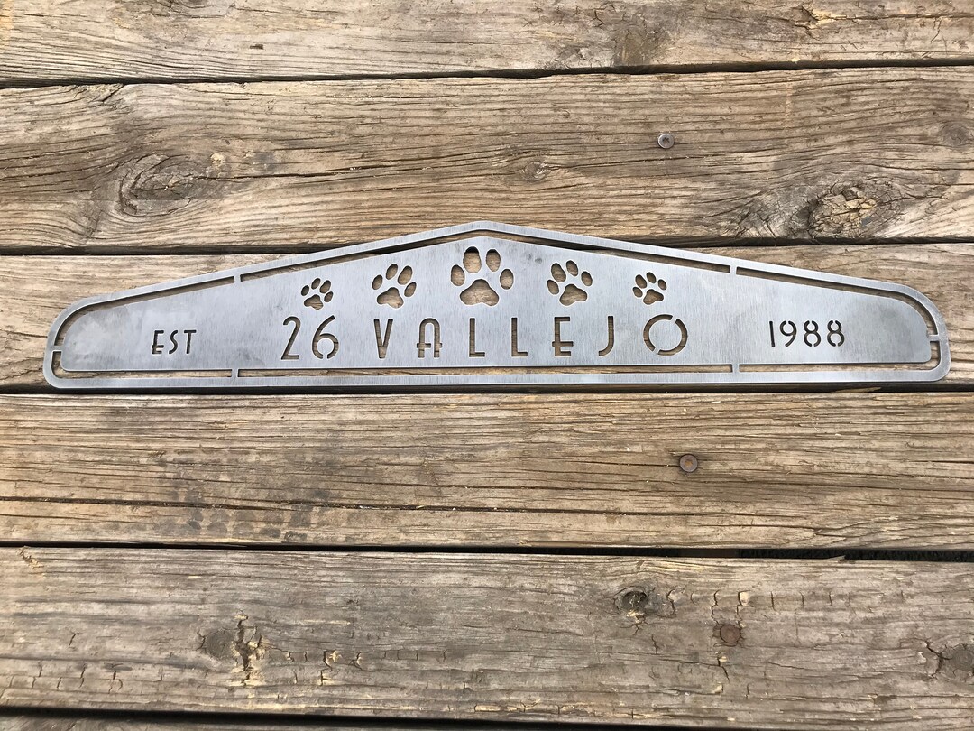 Personalized Metal Family Dog Sign | Metal House Number Dog Sign ...