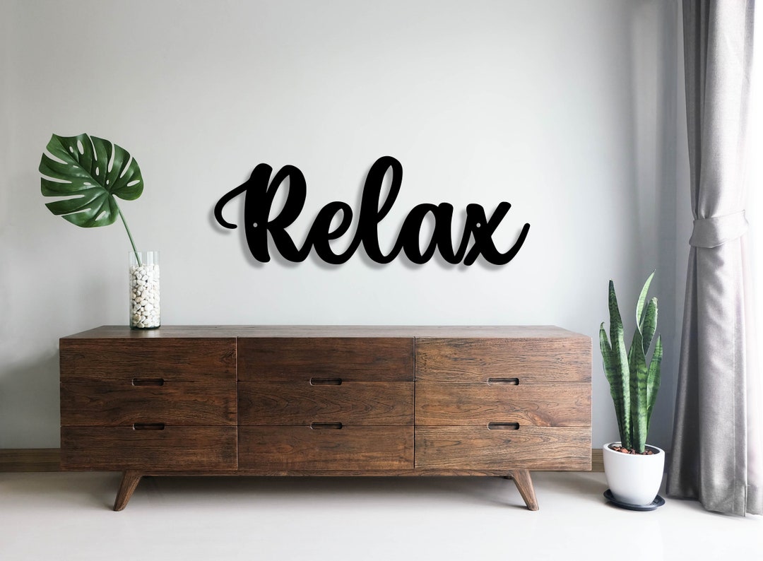 Metal Relax Sign | Relax Sign | Cursive Metal Sign | Home Decor ...