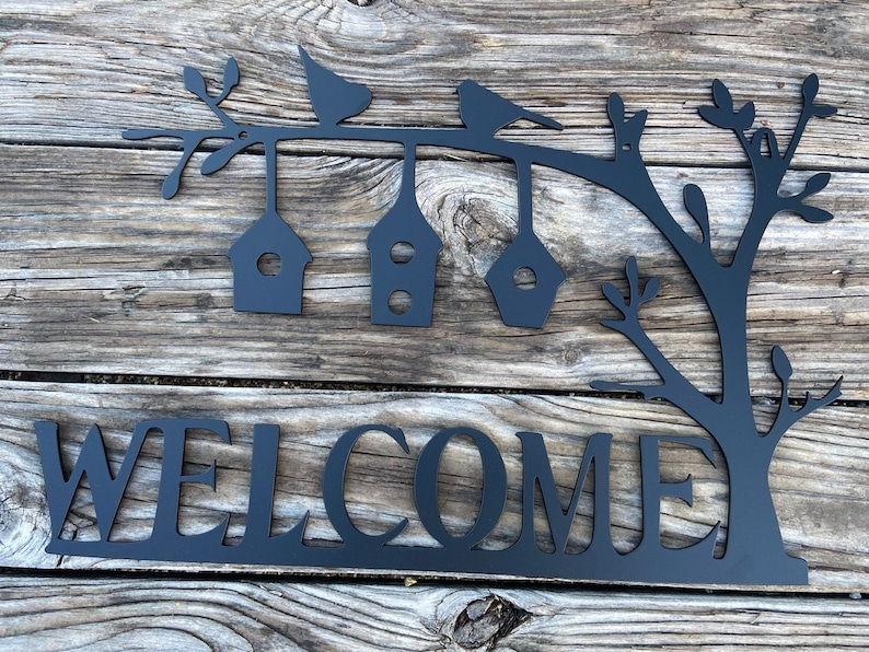 Metal Welcome Sign | Outdoor Welcome Sign | Bird Metal Sign | Wedding ...