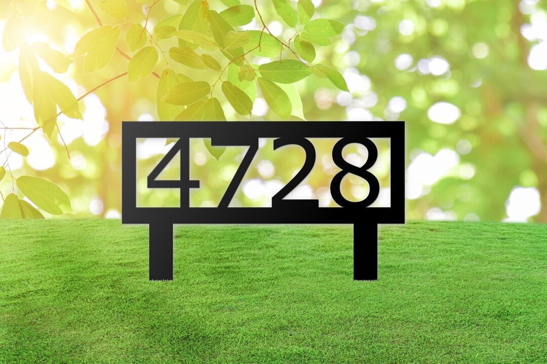 Custom Metal Address Sign With Stakes | Custom Address Sign | in Ground ...