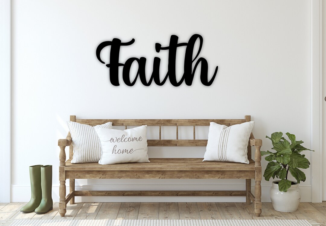 Faith Metal Sign | Faith Sign | Cursive Metal Sign | Home Decor | Faith ...
