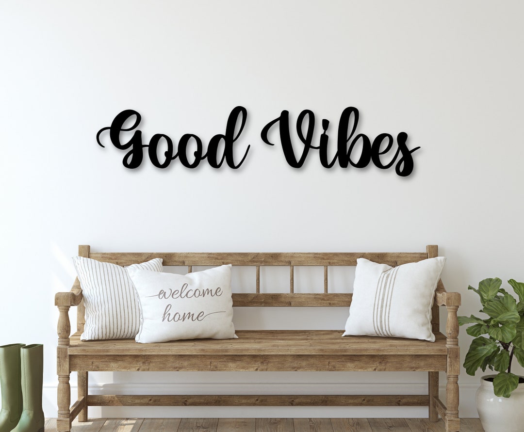 Good Vibes Sign | Good Vibes Cursive Metal Sign | Home Decor | Wedding ...